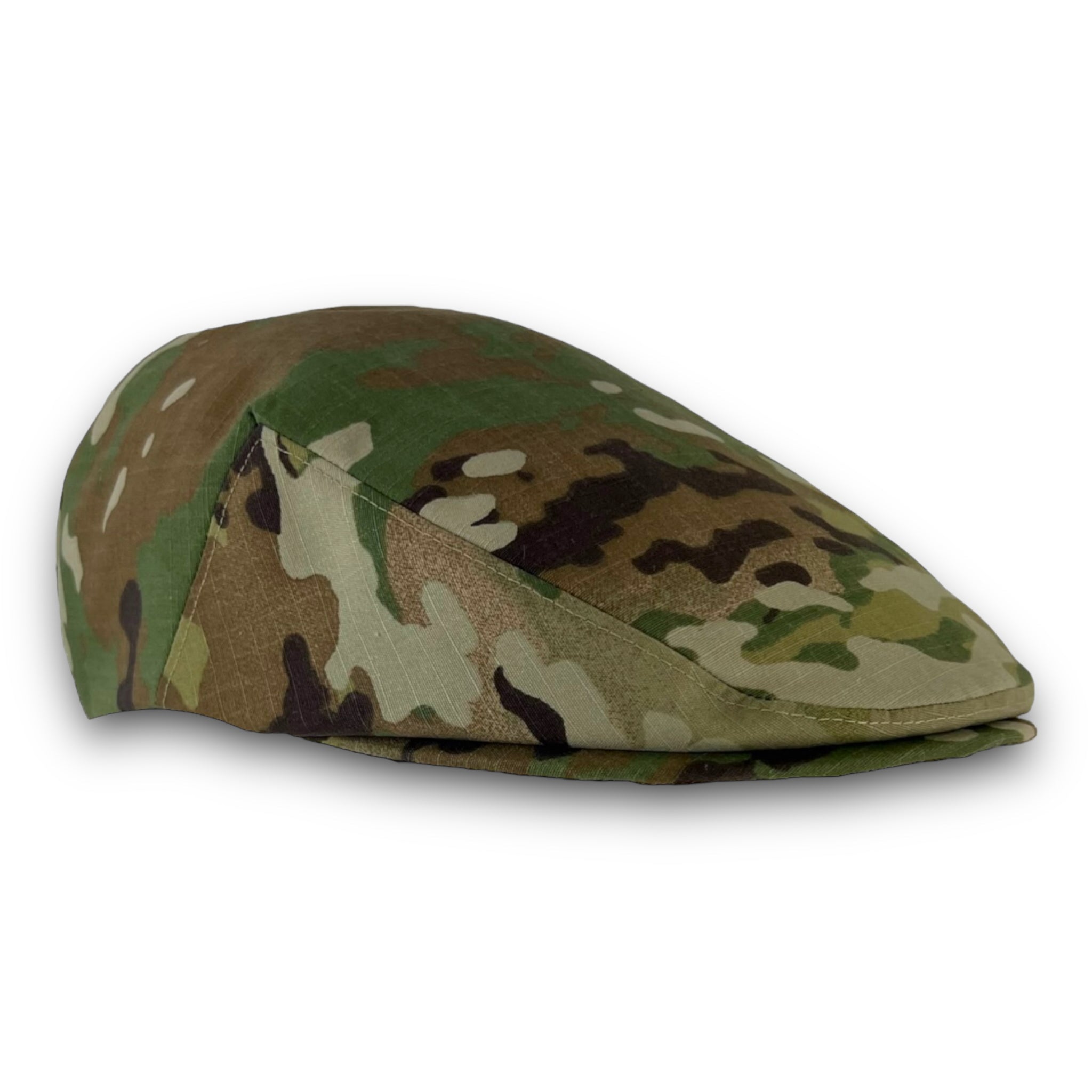 Custom Handmade Flat Cap in Multicam Fabric – Sookie’s Hat Shop